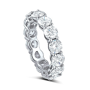 Heartbeat Sterling Silver Simulated Diamond 5mm Round Eternity Band Ring (12)