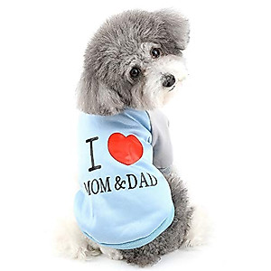 ZUNEA Pet Dog Pullover Sweater Coat for Small Dogs Cats Winter Warm Cotton Padded Sweatshirt Puppy Jacket Clothes Cold Weather Clothing for Chihuahua Yorkie Blue M