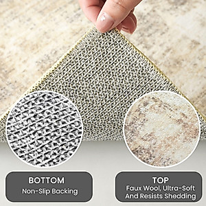 IOHOUZE Small Abstract Area Rug 2x3 Ft Entryway Rug Washable Door Mat Indoor Entrance, Non Slip Throw Rug, Printed Faux Wool Front Door Rug for Foyer Kitchen, Beige Brown