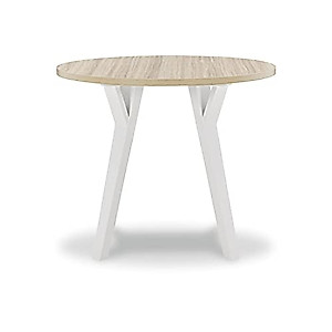 Signature Design by Ashley Grannen Modern Round Dining Room Table, White & Natural Wood