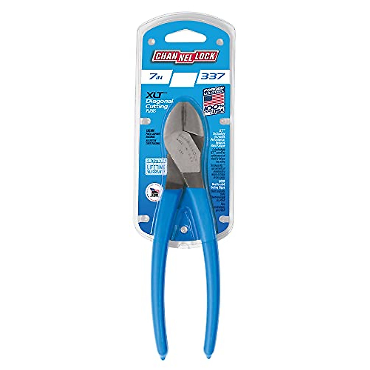 Channellock Diagonal Cutters, 7 In., Blue, Gray (337)