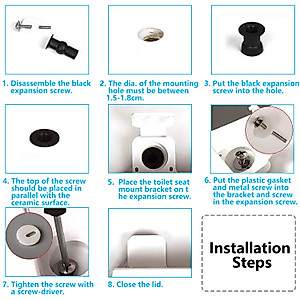 4 Pack M6 Toilet Seat Hinges Screws Universal Toilet Seat Fixings Repair Kits Expanding Rubber Top Nuts Bolts