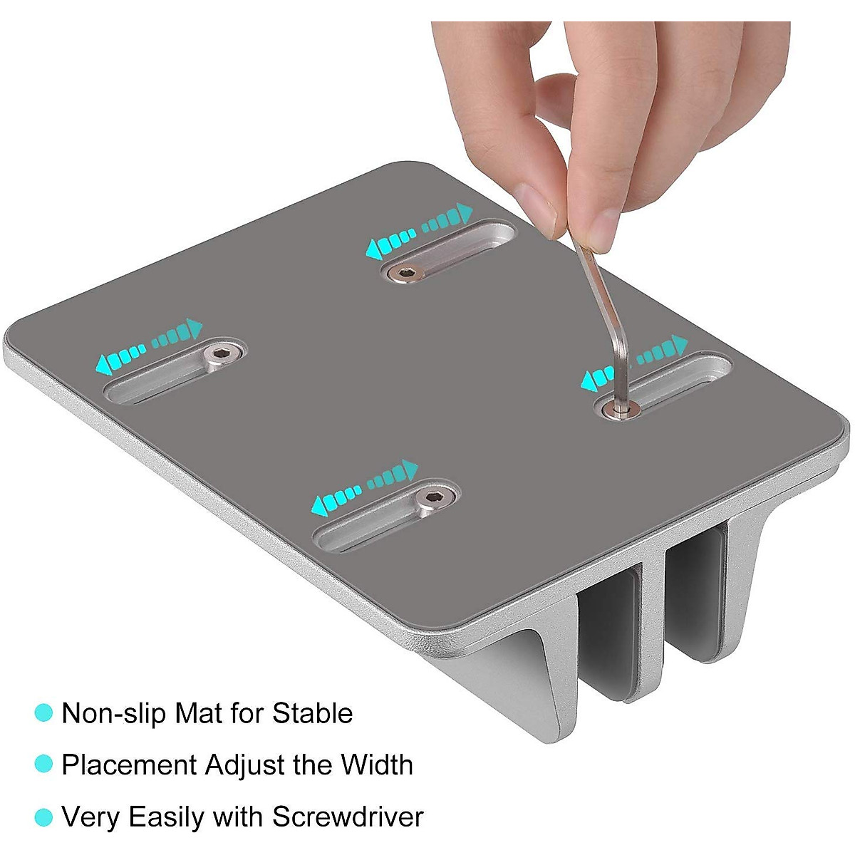 Universal Laptop Vertical Stand, Dual Desktop Stand Adjustable Notebook Stand (up to 17.3 inches) for Samsung/HP/Dell/Chrome Book laptops (Silver)