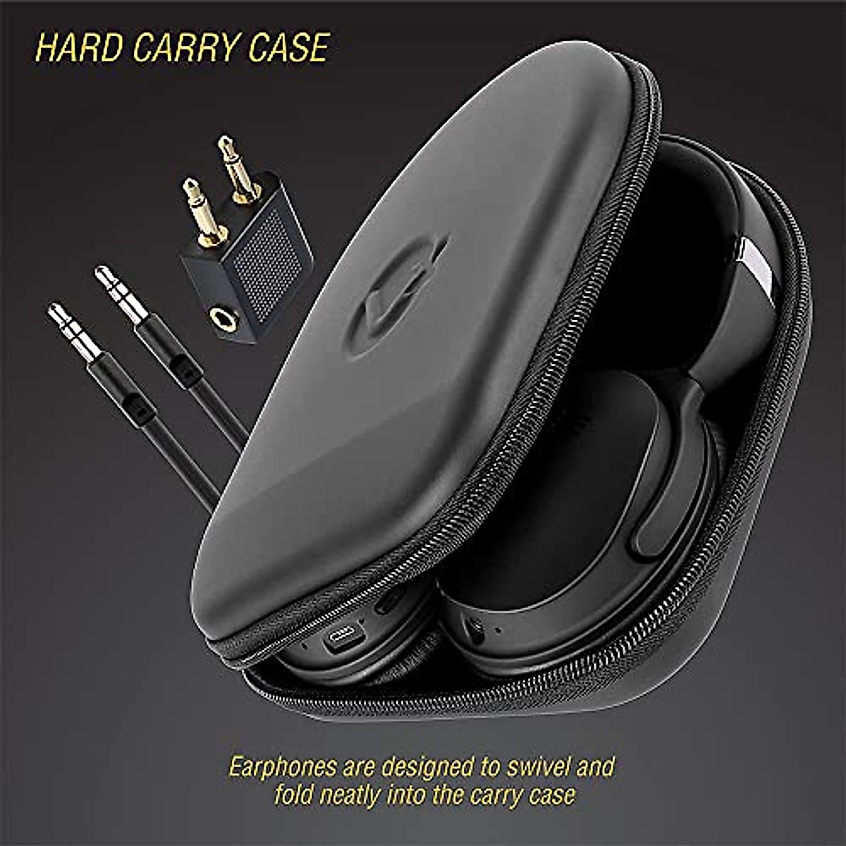 Volkano X Silenco Series Headphones Wireless Bluetooth - Active Noise Cancelling Headphones - 30H Playtime - Headset with Mic - Memory Foam Ear Cups for Cellphone/PC/Home (Black)