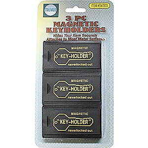TRUVUE 3 Pack Magnetic Key Holders for Hiding Spare Keys | Size 3" X 1.75" X 0.5" Each | Rust Resistant & Weather Resistant Case | Great for Hiding Keys and Small Objects to Metal Surfaces