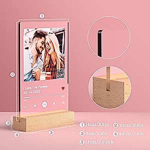 witfox Custom Song Plaque Birthday Gifts for Men/Women – QR Code Spotify Plaque Customized Music Gift for Him/Her – Personalized Acrylic Song with Photo Gifts for Girlfriend/Boyfriend