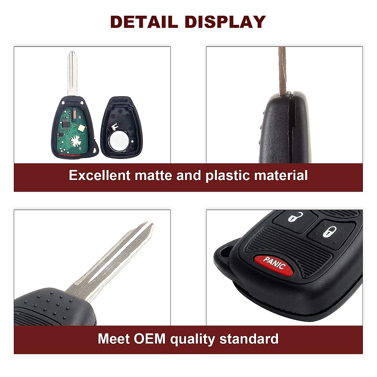 ANGLEWIDE Car Key Fob Keyless Entry Remote Replacement for Grand for Cherokee for Commander for Liberty for Patriot for Compass for Wrangler 05-13 (FCC 05134937AA) 4pad