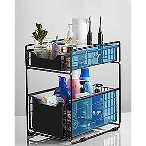 Kitidy 2-Tier Under Sink Cabinet Organizer for Kitchen and Bathroom, Multipurpose Stainless Steel Storage Rack Shelf with Sliding Storage Drawers