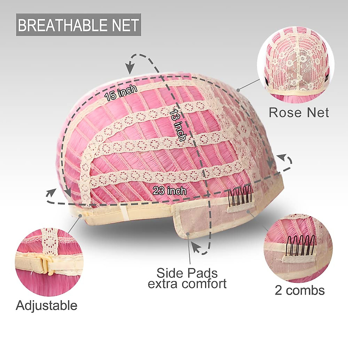 AISI BEAUTY Pink Bob Wigs with Bangs 12 Inch Short Straight Bob Wigs Colorful Synthetic Cosplay Daily Party Wig for Women