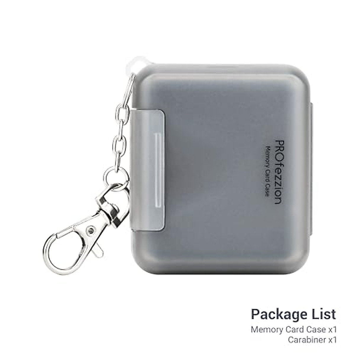 PROfezzion SD Card Holder Case Water-Resistant: Portable 12 Slots Memory Card Case for 8 Micro SD Card & 4 SD/SDXC/SDHC Card, Memory Card Hard Carrying Box Keeper Protector with Rubber Interior Grey