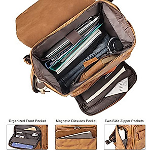 TIDING Genuine Leather Backpack for Women Large Capacity Business Backpack Purse Ladies Work Casual Daypack