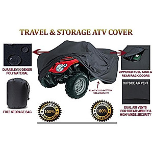 Heavy Duty 4 Wheeler ATV Cover Compatible for Suzuki Eiger 400 2x4 Quad All Terrain Vehicles 2002-2003. Strong All Weather Protection.