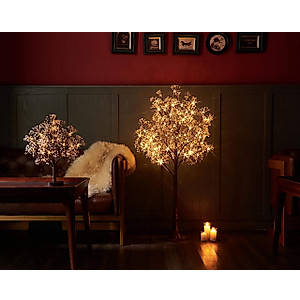 Hairui Lighted Gypsophila Tree 4FT 90 LED Artificial Baby Breath Flowers with Lights for Wedding Party Winter Christmas Holiday Decoration