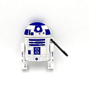 New 3D Cute Cartoon Airpods case,Compatible for Airpod 1 & 2, Stylish Designer Skin, Very Suitable Teenagers, Children, Boys Girls (R2-D2)
