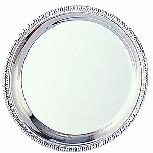 High Polished Stainless Steel Gadroon Tray, Serving Plate, 10" Diameter