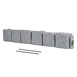 Beuta Landscape Edging and Border for Yard & Garden - Landscaping Mulch Flower Bed with no dig Faux Stone Borders for Playground driveways walkways or Curbing, Easy to Install (4, Greystone)