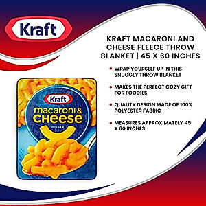 Kraft Macaroni and Cheese Plush Fleece Throw Blanket | Soft Polyester Cover For Sofa and Bed, Cozy Home Decor Room Essentials | Cute Gifts and Collectibles | 45 x 60 Inches