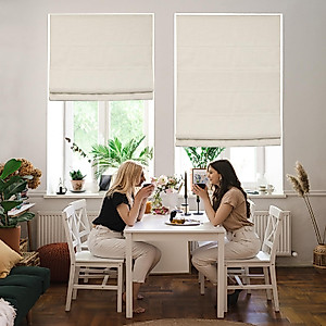 Sunbox Cordless Roman Shade, Window Treatment, Polycotton, Beige White, Blackout, Custom Size, Easy Installation
