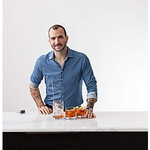 Crafthouse by Fortessa Professional Barware Tools by Charles Joly,Double Old Fashioned/DOF Set of 2, Mixing Glass, Julep Strainer, Bar Spoon, 5 Piece, Silver