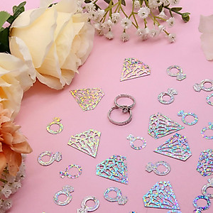 WenmthG 800 PCS Diamond Ring Confetti Bridal Shower Confetti Decorations 60 g / 2.11 oz Silver Bachelorette Party Table Ring Confetti Glitter for Engagement Bridal Shower Valentine Wedding Decoration