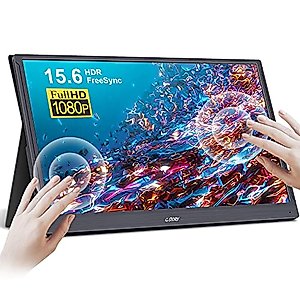G-STORY 15.6 inch Touchscreen Portable Monitor 1080P Full HD IPS Gaming Display USB-C Portable Gaming Monitor with HDR/FreeSync/Speakers/Mini HDMI for PS5 PS4 Xbox Series NS, Laptop PC Phone MAC