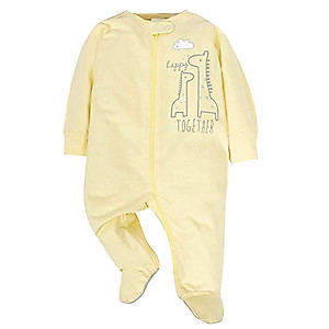 Gerber Unisex Baby 4 Pack Sleep 'N Play Footie Animals Green 0-3 Months