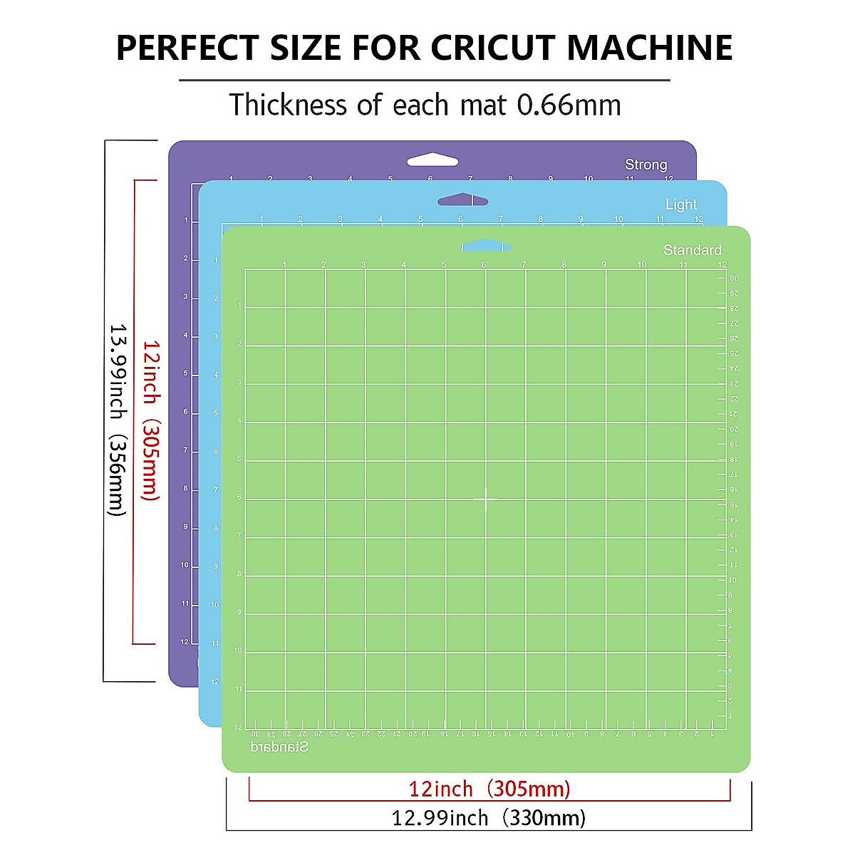 Gwybkq Cutting Mat 8 Packs for Cricut Explore One/Air/Air 2/Maker 12x12 Variety Grip Non-Slip Durable Mats Sticky (Light,Standard,Strong) Grip Replacement Accessories Card for Crafts