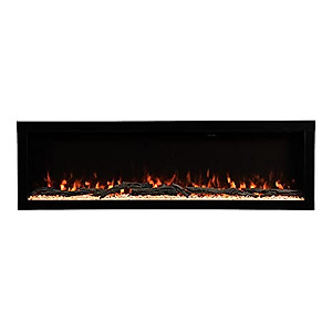 Modern Ember Highmark 60 Inch Smart Linear Electric Fireplace - Premium Flame with 10 Colors, Sleek Hidden Vent Design, Install Recessed in-Wall or Wall-Mount, WiFi and Voice-Enabled