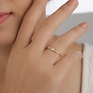 CARATRIO Engagement Rig for Women,14k Solid Gold Lab grown Cluster Ring for Wedding |Bridal gold ring promise ring |Jewellery Gift | Birthday Gift For Gold (4, Yellow Gold)