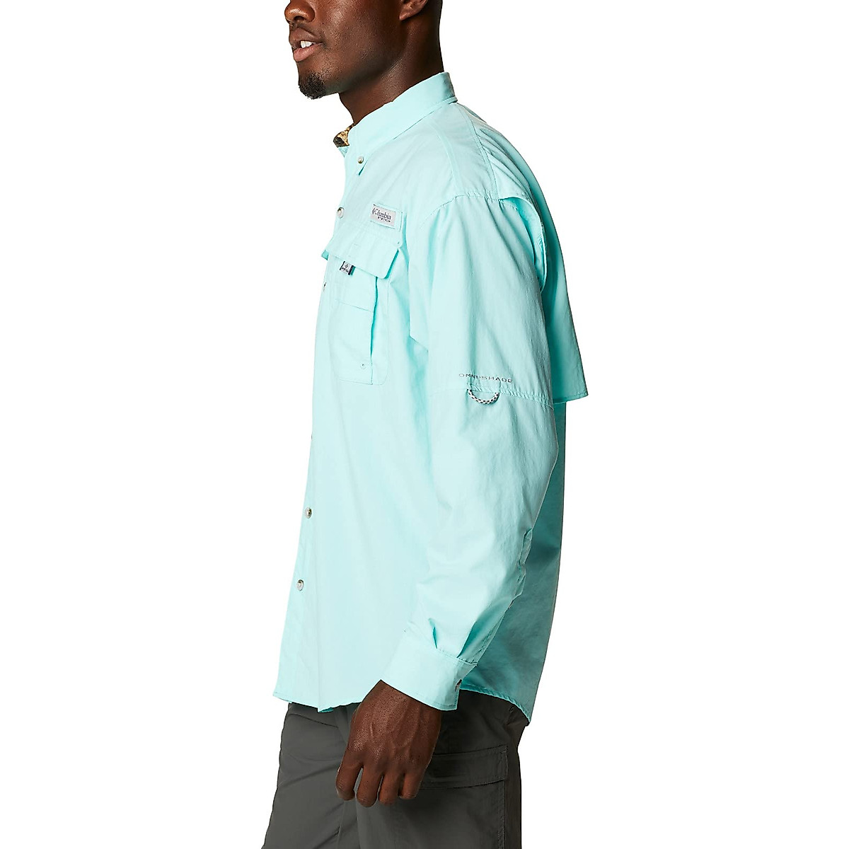 Columbia Men's PFG Bahama II Long Sleeve Shirt, Breathable, UV Protection, Gulf Stream/Realtree Edge, Large