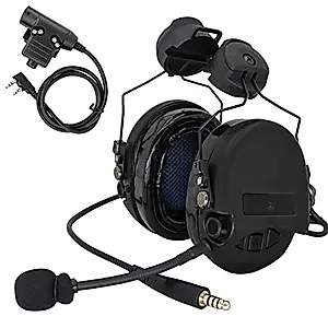 TSVISIONCORE Tactical Headset,ARC rail track adapter version,Noise Canceling Headphones for airsoft,shooting (Black)
