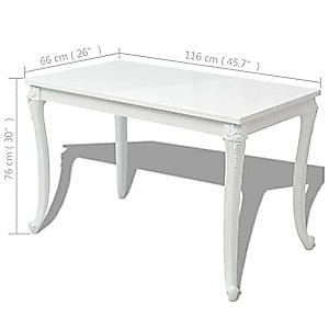 vidaXL Dining Table 45.7" High Gloss White Dinner Table Home Kitchen Desk