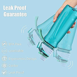 FEIJIAN Mist Water Bottle,22oz Sports Water Bottle with 2-IN-1 Mist & Sip Function, BPA-Free Plastic Water Bottles, Misting Water Bottle, Leakproof & Lightweight, Ideal for Fitness and Outdoor, Blue