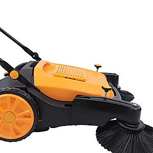 TFCFL 41 Inch Hand Push Industrial Sweeper, Yellow Outdoor and Indoor Sweeper with 14.5 Gal Large Waste Container, 39,611 Square Feet Per Hour, Space-Saving Portable Household Floor Sweeper (41'')