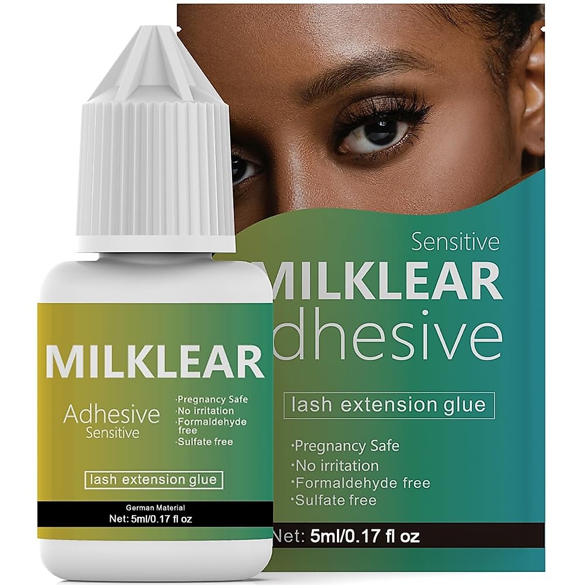 MILKLEAR Lash Cluster Glue Waterproof Long Lasting 2 Weeks Strong Hold DIY Eylash Extension Glue Sensitive Eyes, DIY at Home for Self Application or Salon Use 5ml Black