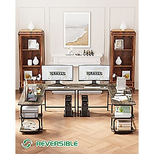 Teraves Reversible L Shaped Desk with Shelves 69“ Corner Computer Desk Gaming Desk Workstation for Home Office