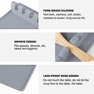 NileHome Silicone Spoon Rest for Kitchen Counter with 6 Slots - Spoon Holder with Drip Pad Heat-Resistant BPA-Free Kitchen Utensil Holder Multiple Spoon Holder for Stove Top Kitchen Utensil Rest