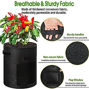 JOPESO Potato Grow Bags 10 Gallon 2 Pack Fabric Pots with Flap Window and Handles, Breathable Plant Bags Thickened Nonwoven for Garden Planting Vegetable Tomato Strawberry Flowers