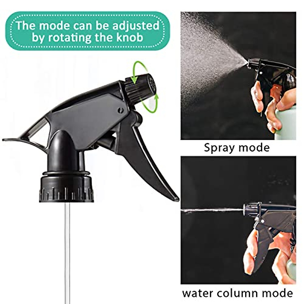 MADHOLLY 6pcs Spray Bottle Replacement Nozzle- Reusable Heavy Duty Mist Spray & Stream Sprayer Replacement Tops Fit Standard 28/400 Neck Bottles for Home Office Cleaning Household Supplies(Black)