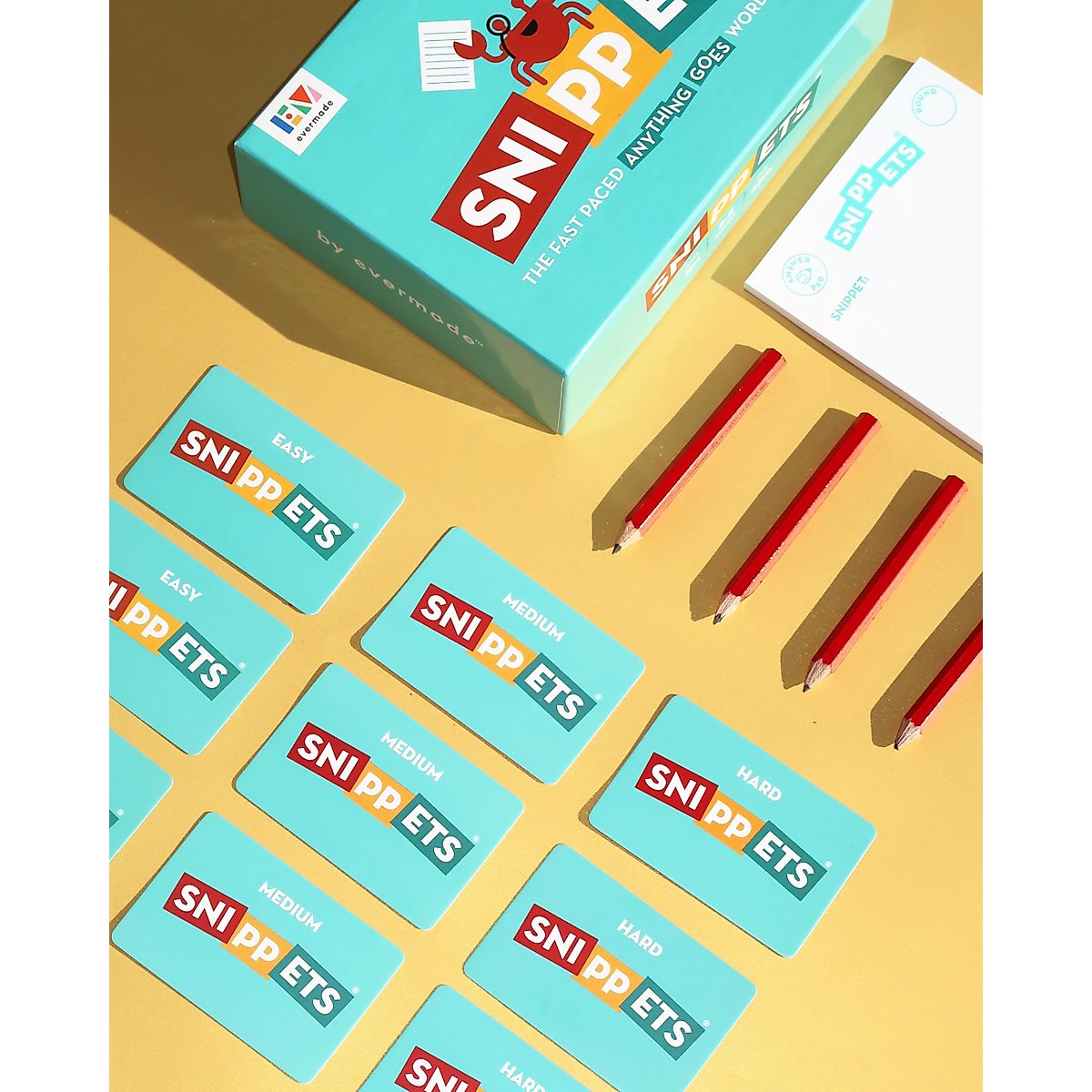 Evermade Snippets - The Fast Paced, Anything Goes Word Game | Award-Winning Family Board Game | Mensa-Recommended with a Unique Anything Goes Rule | Ages 10 and Up