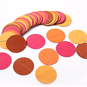 Thanksgiving Day Decoration Garland Fall Leaves Circle Dots Paper Streamers (3Pcs 157 inches) for Giving Thanks Party, Hanging Bunting Banner Backdrop Decorations for Autumn Party Supplies