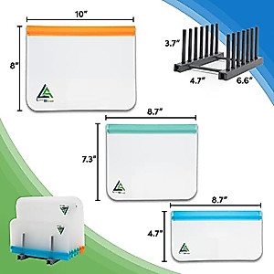 Latest Sense Reusable Storage Bags, BPA-Free – 20 Pack Reusable Sandwich Bags with Drying Rack – Eco-Friendly Ziplock Storage Bags for Food, Snacks, Lunch – Leakproof Reusable Freezer Bags