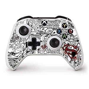 Skinit Decal Gaming Skin compatible with Xbox One S Controller - Officially Licensed Warner Bros Superman Comic Logo in Red Design