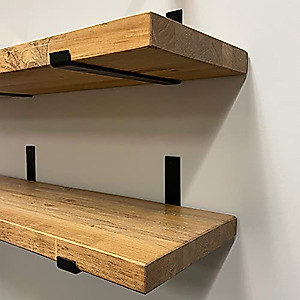 Rustic Shelves with J-Brackets Set of 2, Industrial Shelf, Kitchen Shelves, Solid Wood, Decorative Wall Storage, Heavy Duty, URBANDI (Brown, 24Wx10D)