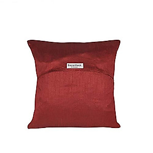 Set of 2 Home Decorative Square Pillowcase Bohemian Throw Pillow Cushion Cover Banaras Brocade Silk Woven Ethnic Traditional Royal Motifs Handcrafted for Gift Pillowcase (Maroon)