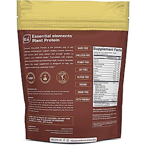 Essential Elements Organic Pea Protein Powder - Creamy Chocolate | Low-carb Plant-Based Vegan Blend - Keto-Friendly and Gluten-Free | 20 Servings, 17 oz