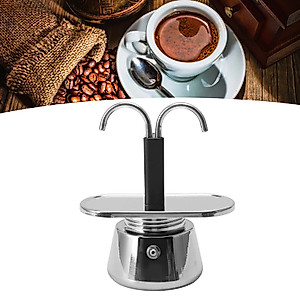 Moka Coffee Pot, Moka Pot, Moka Coffee Maker, 2 Cup 100ML Moka Pot Double Head Stainless Steel Mocha Coffee Pot Italian DIY Conduit Coffee Maker