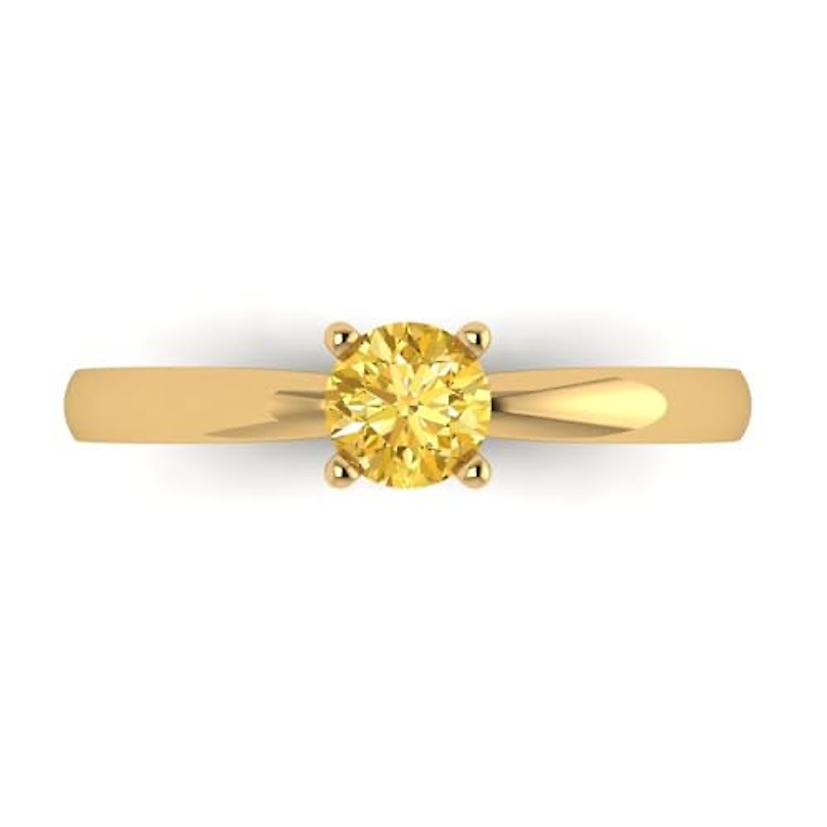 Clara Pucci 0.50ct Round Cut Solitaire Natural Yellow Citrine Engagement Bridal Promise Anniversary Ring in 18K Yellow Gold Size 8.75