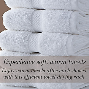 Warmrails Traditional Towel Warmer - Free-Standing or Wall Mounted Towel Warmer Rack for Drying Towels and Garments - 34-Inch Nickel Finish Frame with 4 Bars - Model RTS