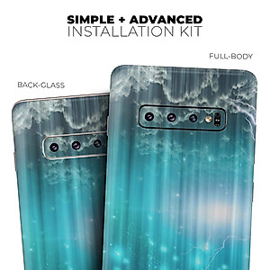 DesignSkinz Teal Twilight Zone with Strikes of Lightening Protective Vinyl Decal Wrap Skin Cover Compatible with The Samsung Galaxy S20 (Screen Trim & Back Glass Skin)